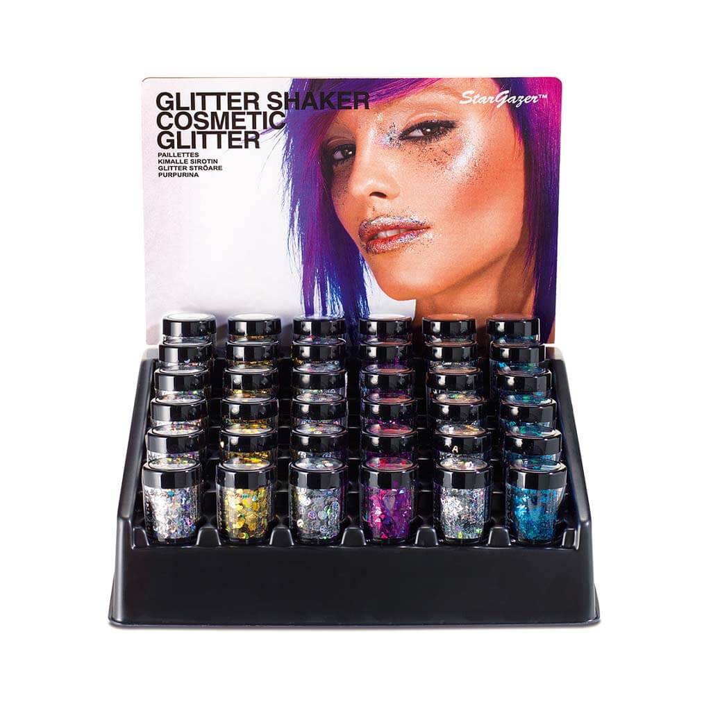 Stargazer Shapes Face Glitter, Vegan Glitter Display Tray Kit